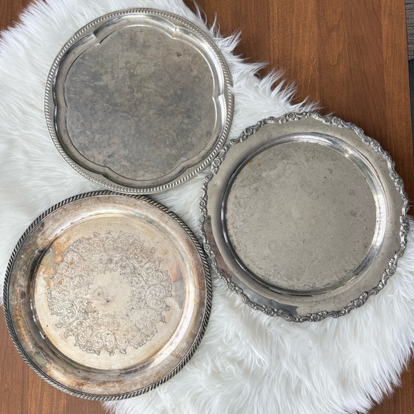 Vintage | Dining | Vintage Set Of 3 Dinner Silver Plate Chargers ...